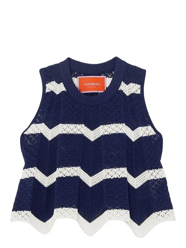 La DoubleJ Cropped Striped Top - Navy
