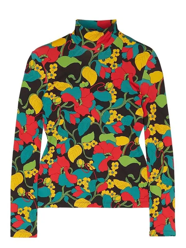 La DoubleJ Floral-print Stretch-jersey Turtleneck Top - Multicolor