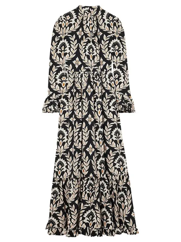 La DoubleJ Visconti Tiered Printed Maxi Dress - Black