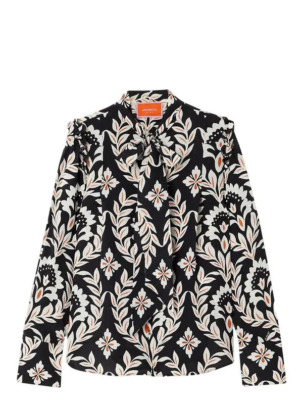 La DoubleJ Printed Silk Crepe De Chine Shirt - Black
