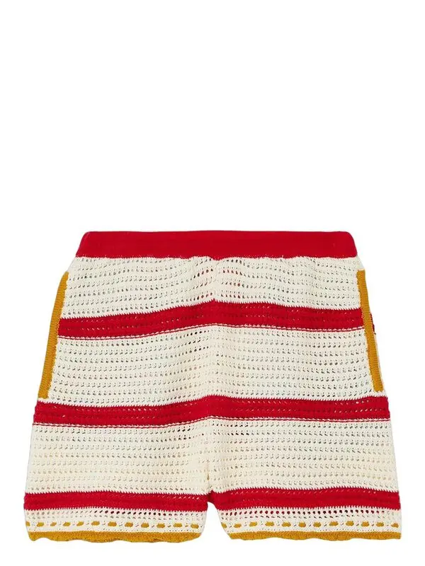 LA DOUBLEJ X ORLEBAR BROWN Striped Crocheted Cotton Shorts - Ivory
