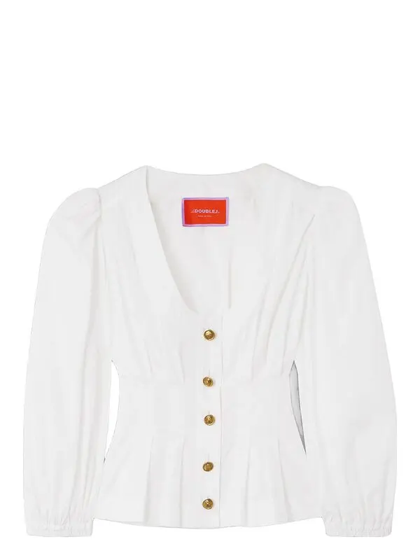 La DoubleJ Primrose Cotton-poplin Peplum Shirt - White