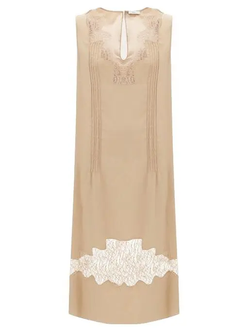 FERRAGAMO Dress With Lace Inserts - Neutral