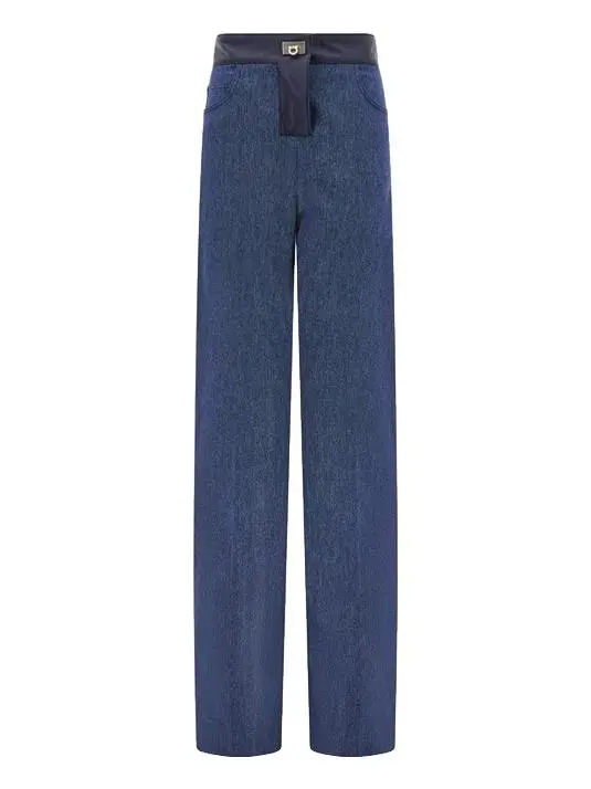 FERRAGAMO Five-pocket Straight Leg Trousers - Denim