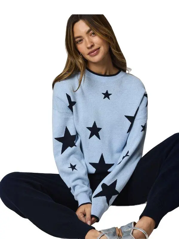 Splendid Silvie Star Printed Sweater - Navy