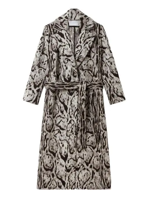 Stella McCartney Cloud Leopard Jacquard Belted Trench Coat - Grey