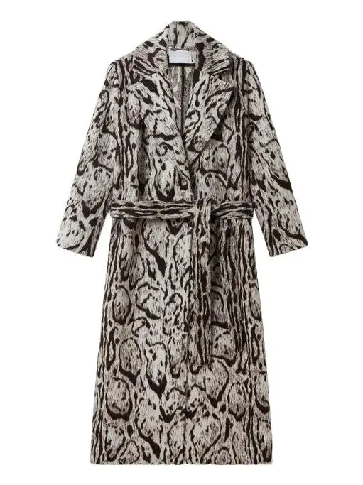 Stella McCartney Cloud Leopard Jacquard Belted Trench Coat - Grey