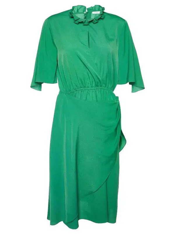Sandro Ruffle Wrap Midi Dress - Green