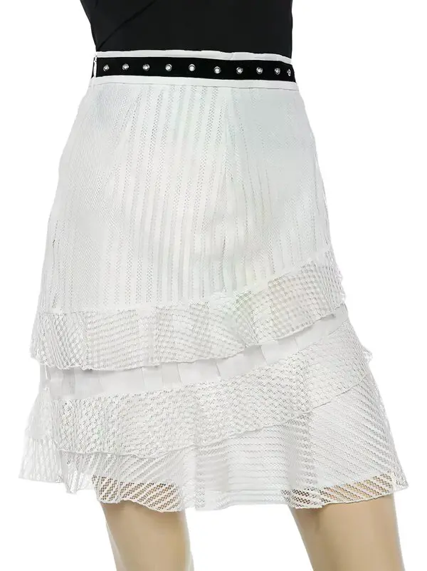 Just Cavalli Ruffled Lace Skirt - White