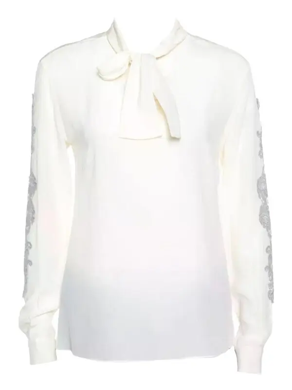 Dolce & Gabbana Bow-detail Lace Blouse - Neutrals