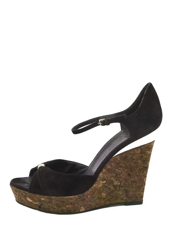 Gucci Peep-toe Wedge Sandals - Black
