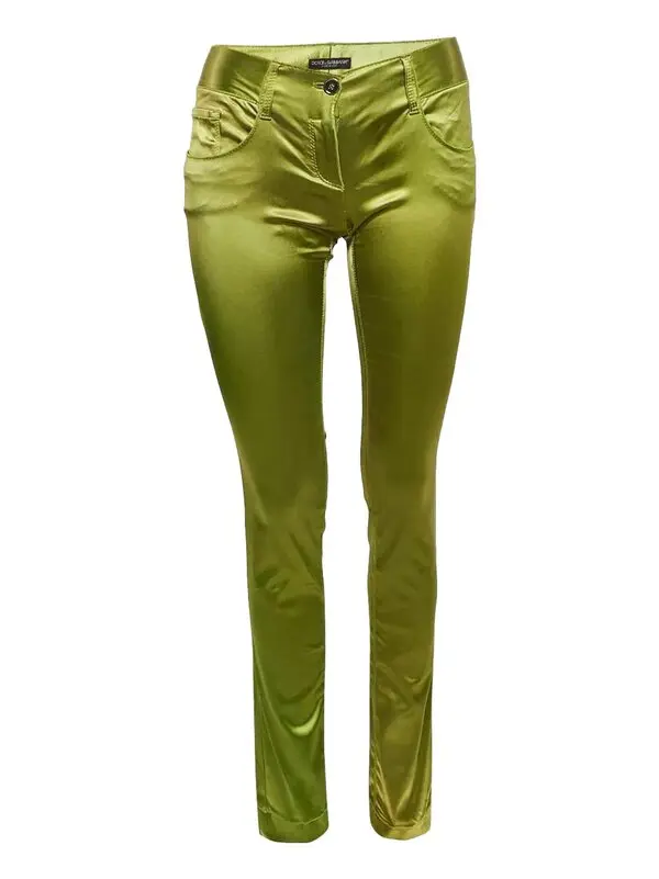 Dolce & Gabbana Satin Silk Trousers - Green