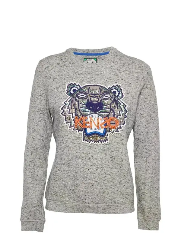 Kenzo Tiger-motif Cotton Sweatshirt - Grey