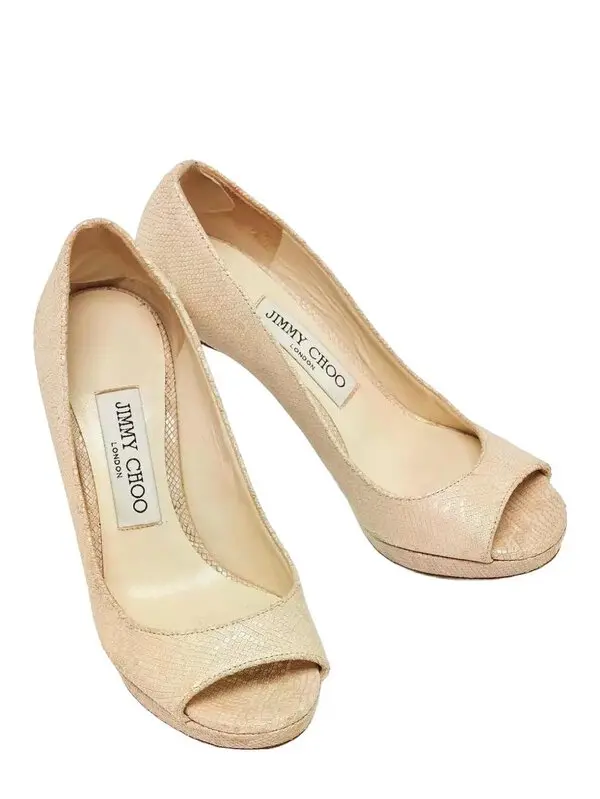 JIMMY CHOO 110mm Snakeskin Peep-toe Pumps - Neutrals