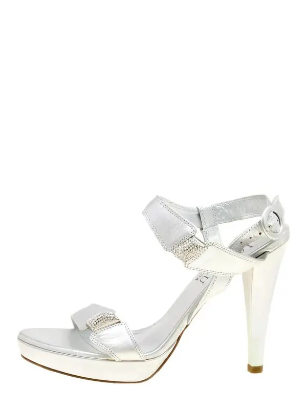 LORIBLU 110mm Crystal-buckle Sandals - Grey