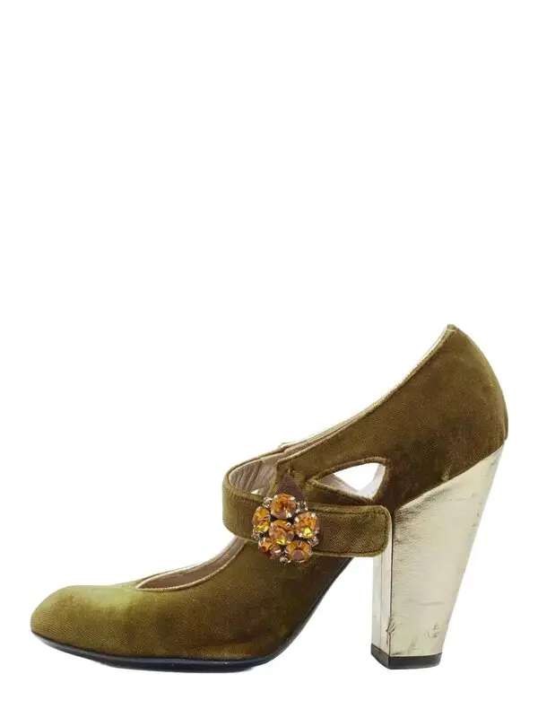 Marc Jacobs 110mm Jewel Embellished Velvet Pumps - Green