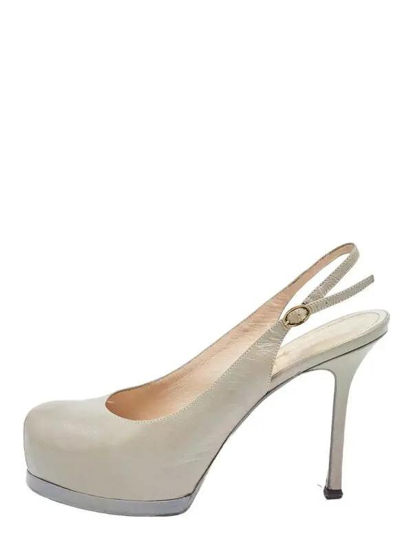 Saint Laurent 100mm Tribtoo Leather Slingback Pumps - Grey