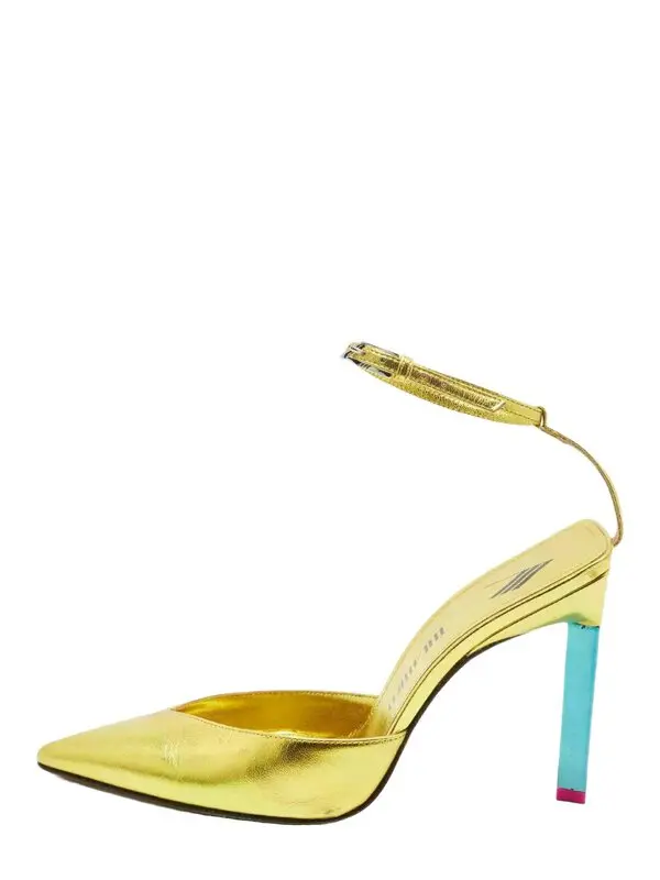 Attico Pointed-toe Ankle-strap Pumps - Gold