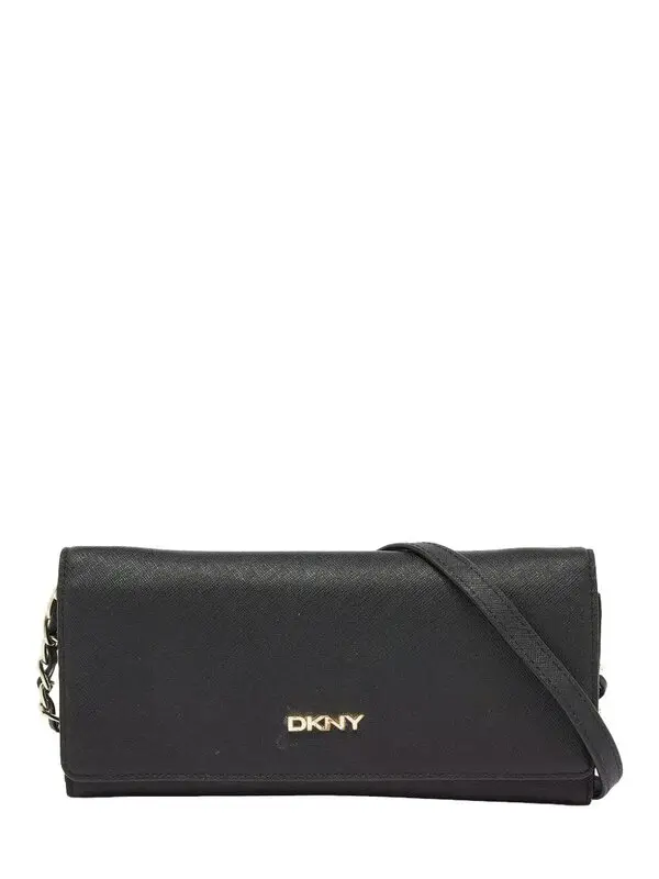 Dkny Leather Flap Wallet - Black