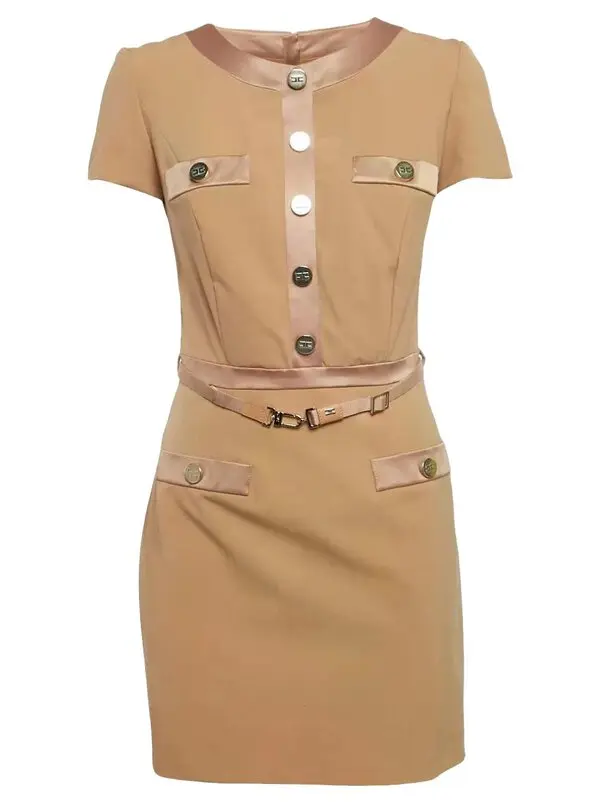 Elisabetta Franchi Button-embellished Belted Mini Dress - Brown