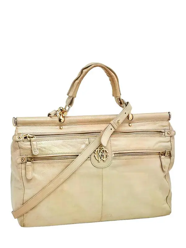 Roberto Cavalli Leather Tote Bag - Neutrals