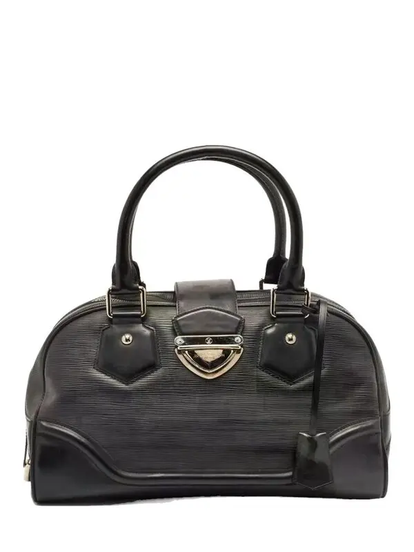 LOUIS VUITTON Textured Leather Bowler Bag - Black