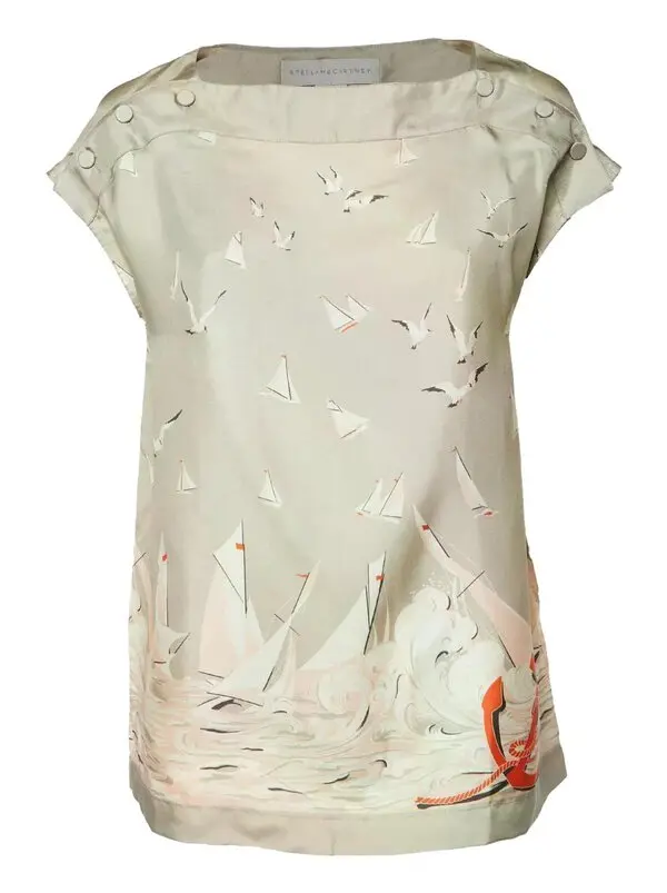 Stella McCartney Silk Graphic Blouse - Neutrals