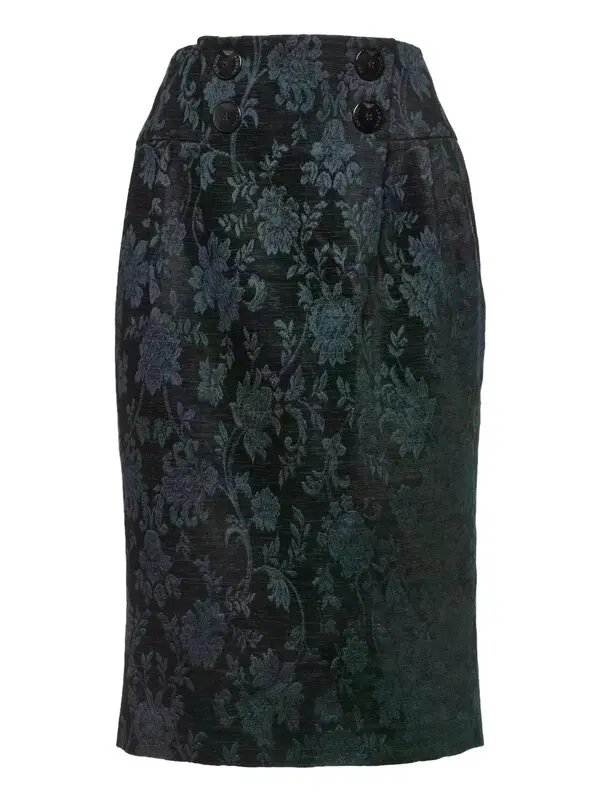 Emporio Armani Floral Jacquard Pencil Skirt - Black