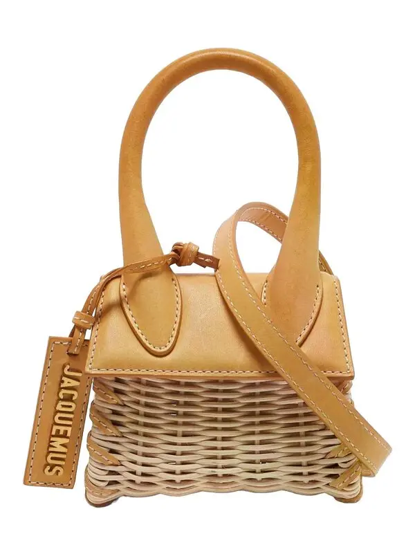 Jacquemus 2020s Leather And Rattan Bag - Brown