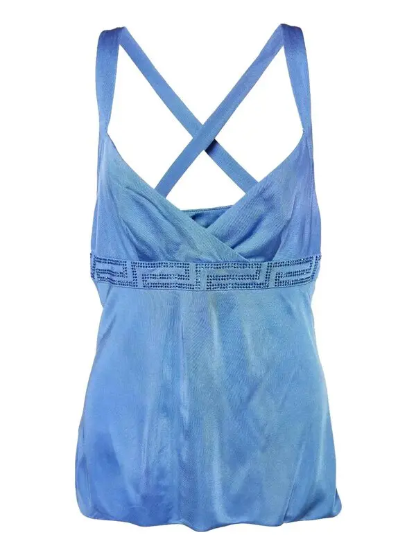 Versace 2008 Greca-embellished Tank Top - Blue