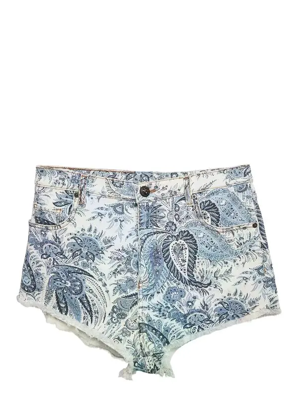 Etro Paisley-print Denim Shorts - Blue