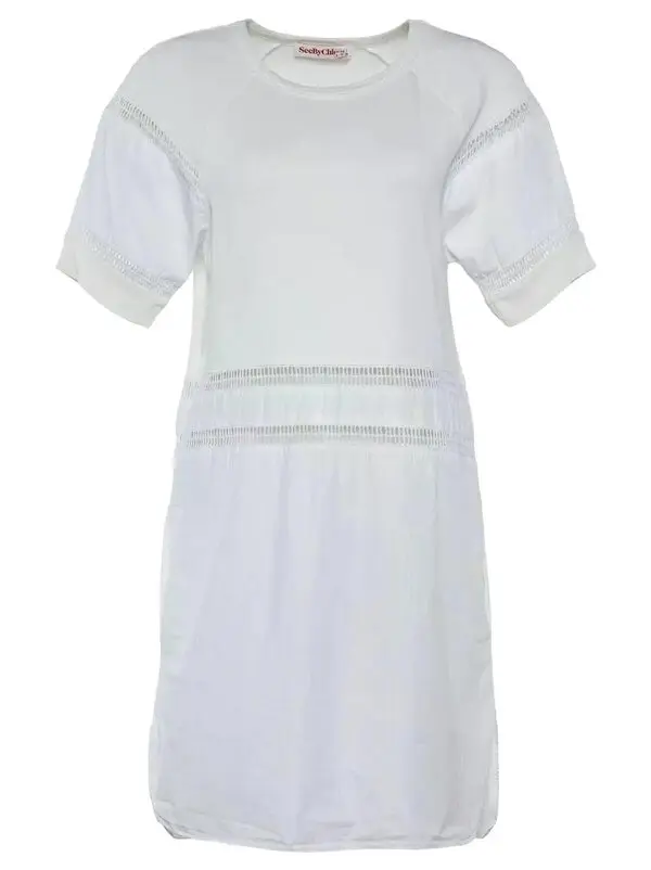 See By Chloé Lace-trimmed Short-sleeve Dress - White