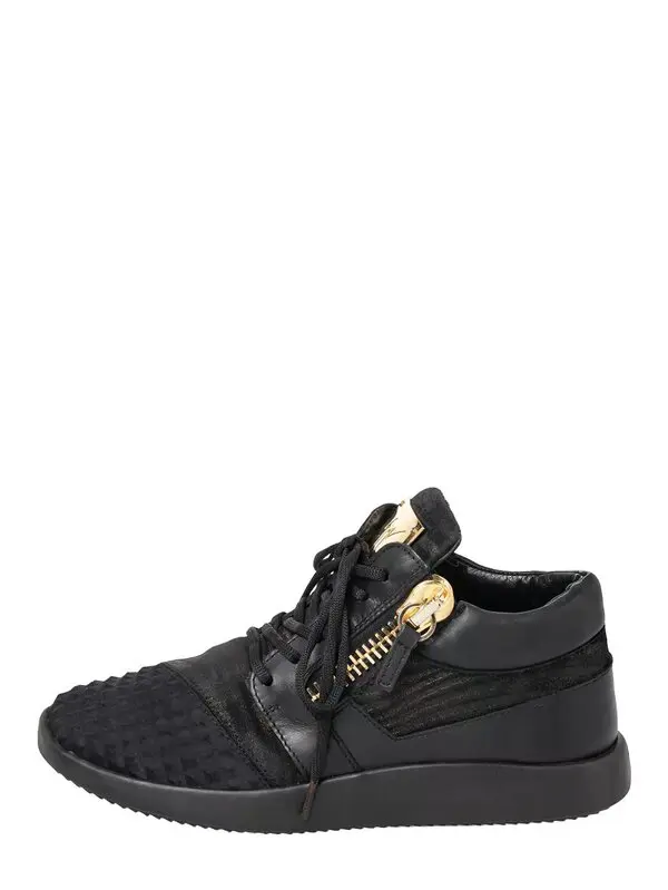 GIUSEPPE ZANOTTI Leather Low-top Sneakers With Gold-tone Hardware - Black