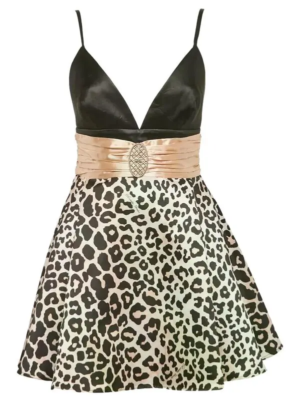 Elisabetta Franchi Leopard-print Mini Dress - Black