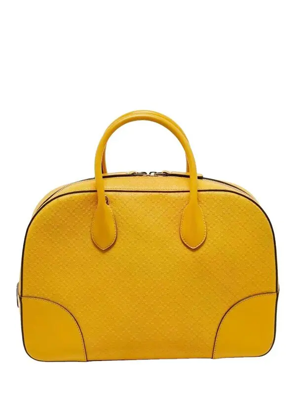 Gucci Diamante Leather Satchel - Yellow
