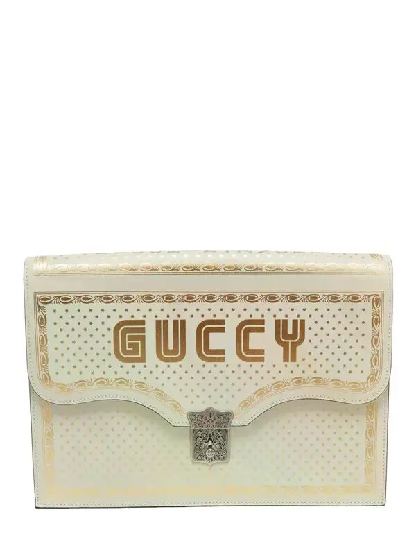 Gucci Logo-print Leather Clutch - White
