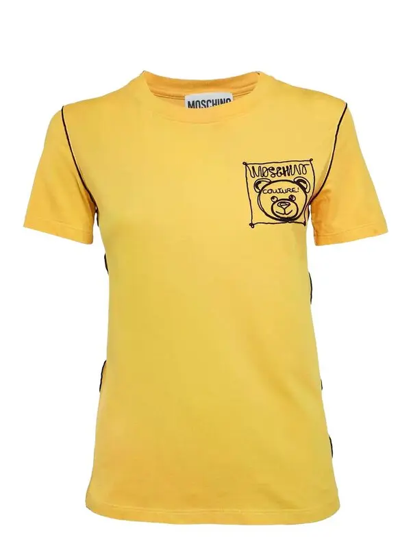 Moschino Teddy Bear-embroidered T-shirt - Yellow
