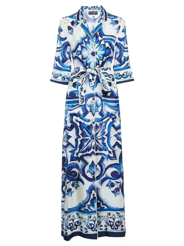 Dolce & Gabbana Printed Silk Dress - Blue
