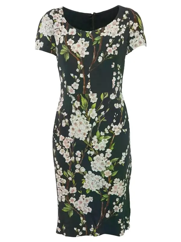 Dolce & Gabbana Floral-print Short-sleeve Midi Dress - Black