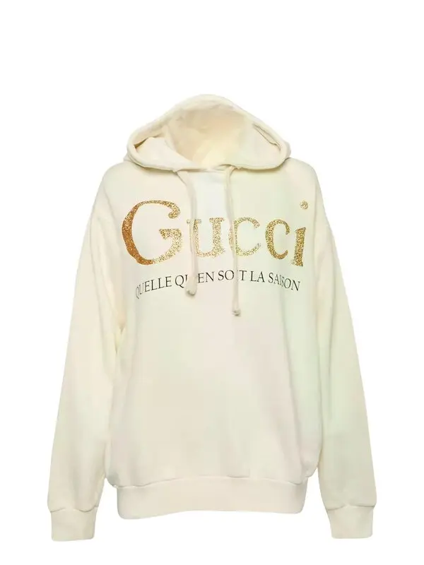 Gucci Glitter-logo Cotton Hoodie - White