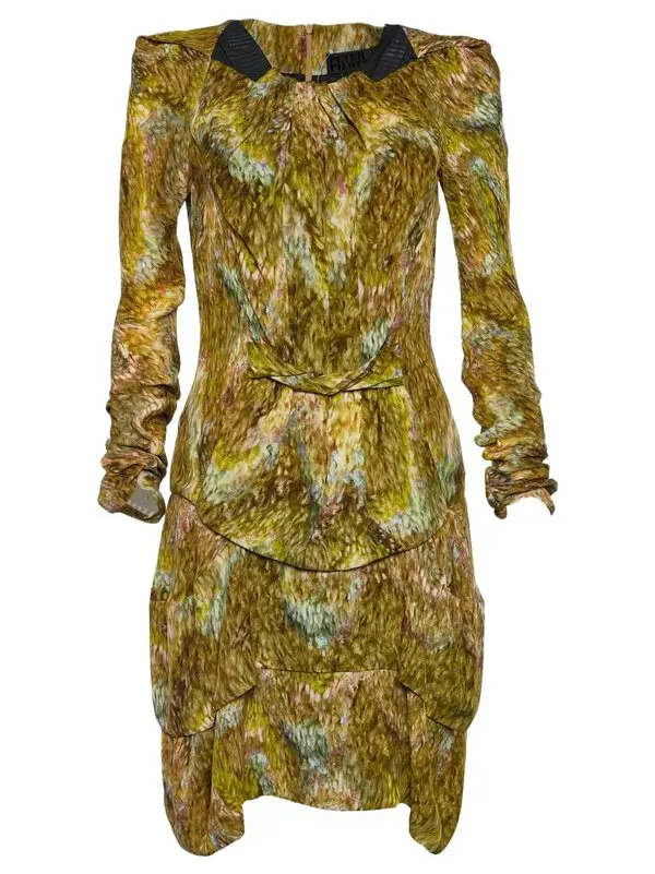 PETER PILOTTO 2009 Printed Silk Mini Dress - Yellow