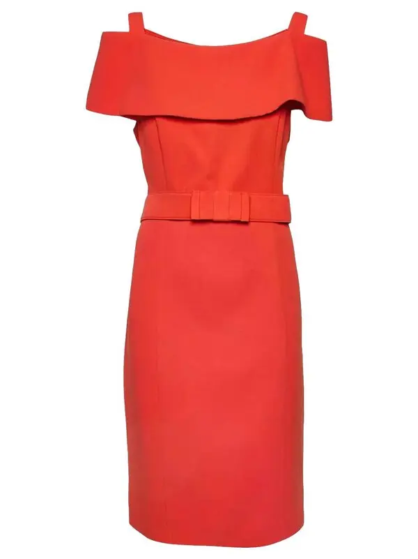 Badgley Mischka Off-shoulder Belted A-line Dress - Red