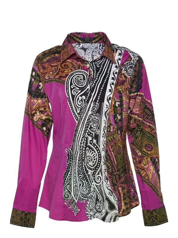 Etro Mix-print Button-down Shirt - Pink