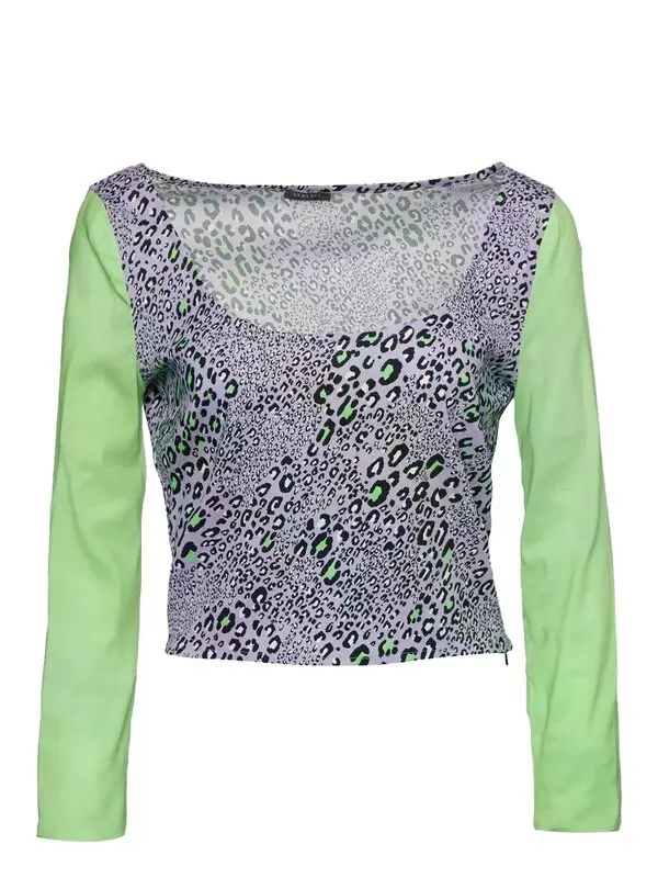 Versace Leopard-print Long-sleeve Top - Purple