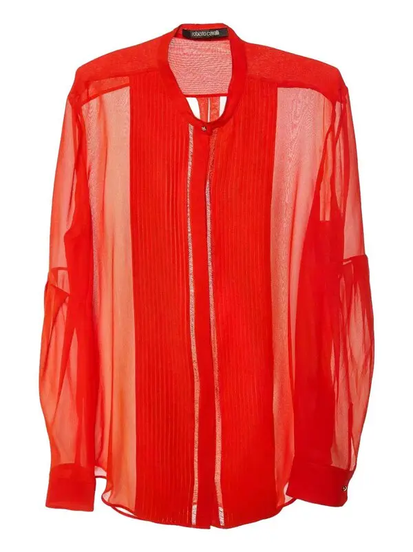 Roberto Cavalli Pintuck Detail Sheer Shirt - Red