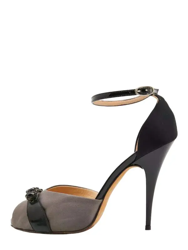GIUSEPPE ZANOTTI Crystal Embellished Ankle Strap Heels - Grey