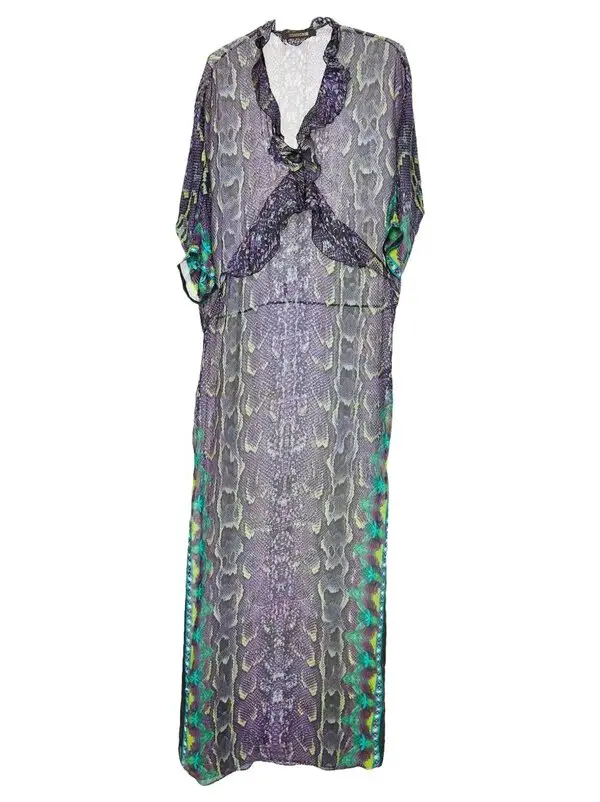 Roberto Cavalli 2023 Snake Print Dress - Purple