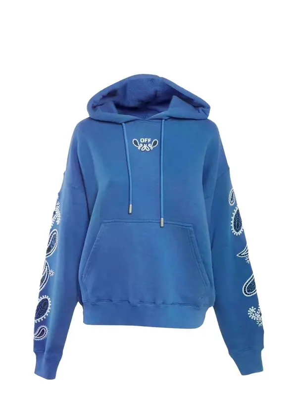 Off-White Paisley-detail Cotton Hoodie - Blue