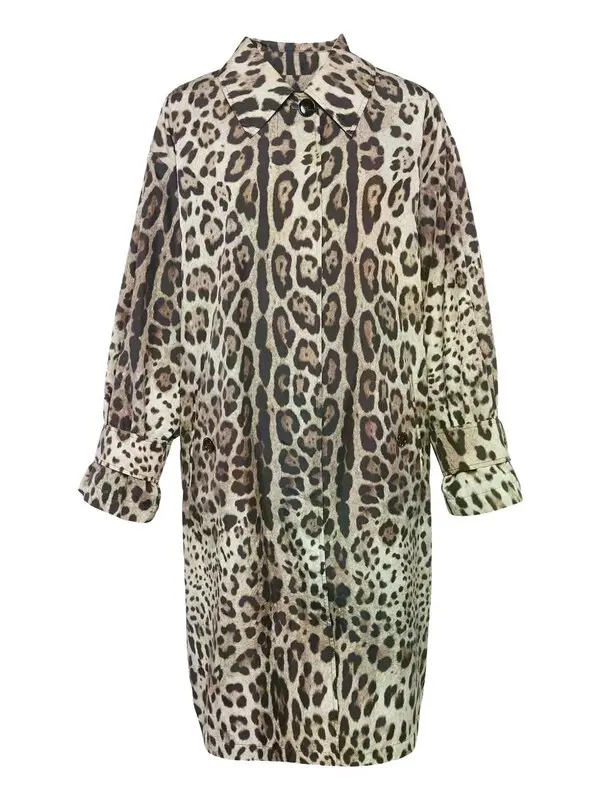 Dolce & Gabbana Leopard-print Long-sleeve Coat - Neutrals