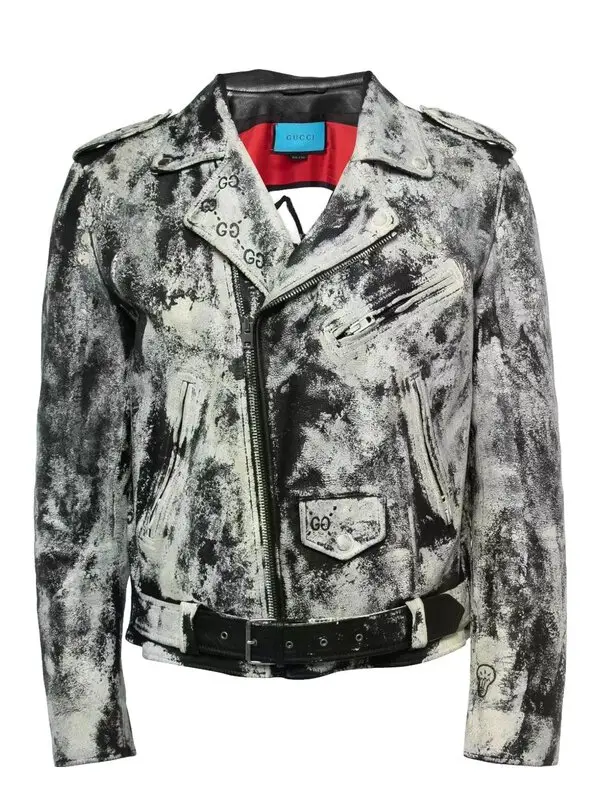 Gucci Dragon-embroidered Leather Jacket - Black